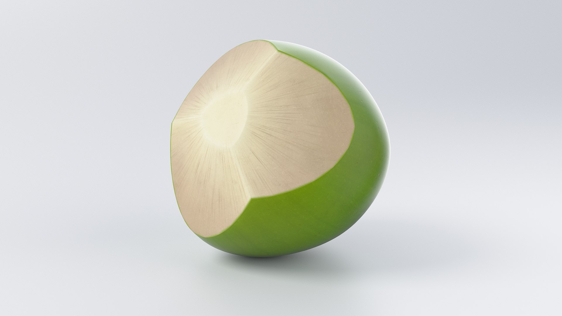 3D Cartoon Green Coconut Cut - TurboSquid 2107118