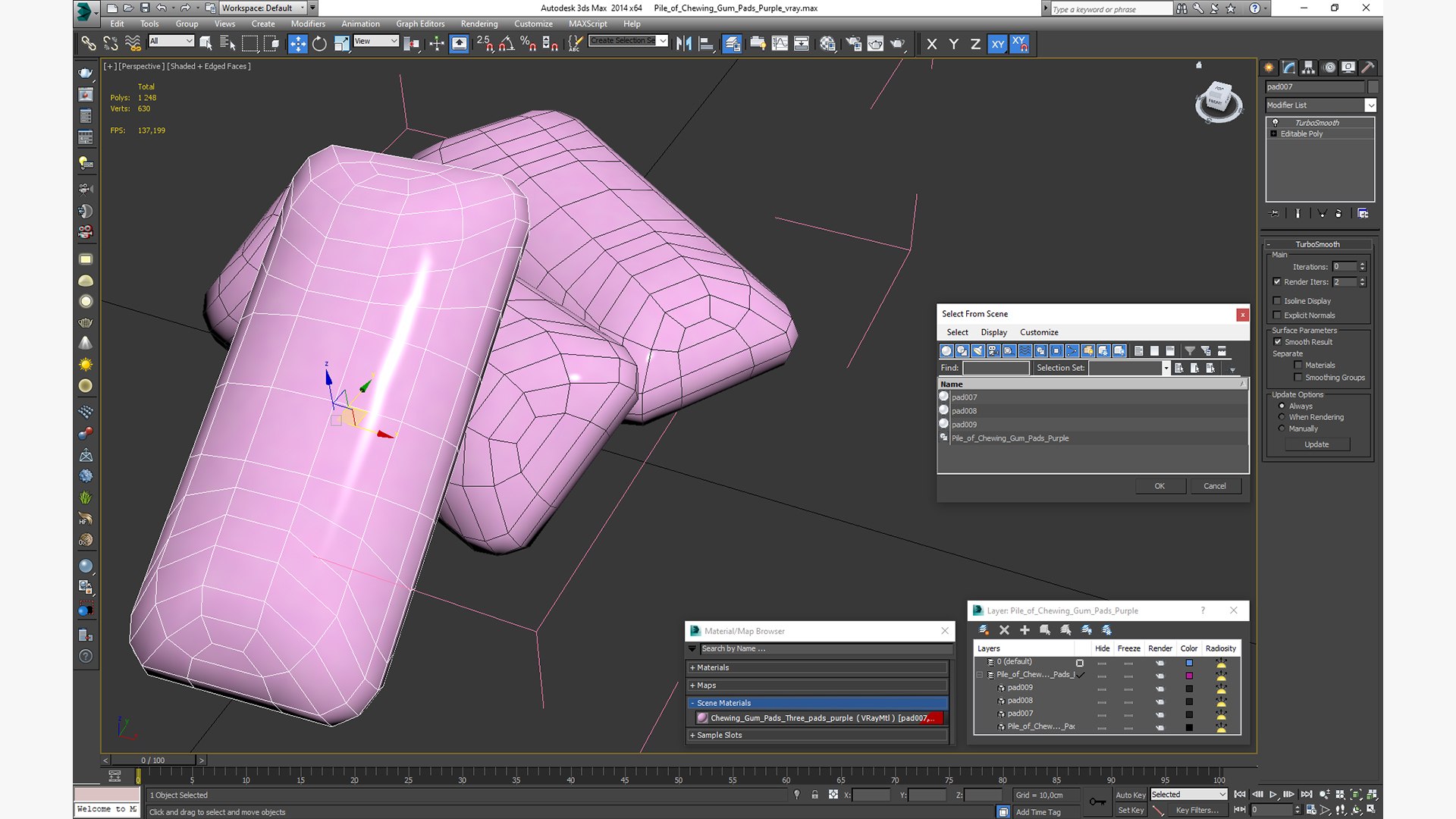 Pile Of Chewing Gum Pads Purple 3D Model - TurboSquid 2045841