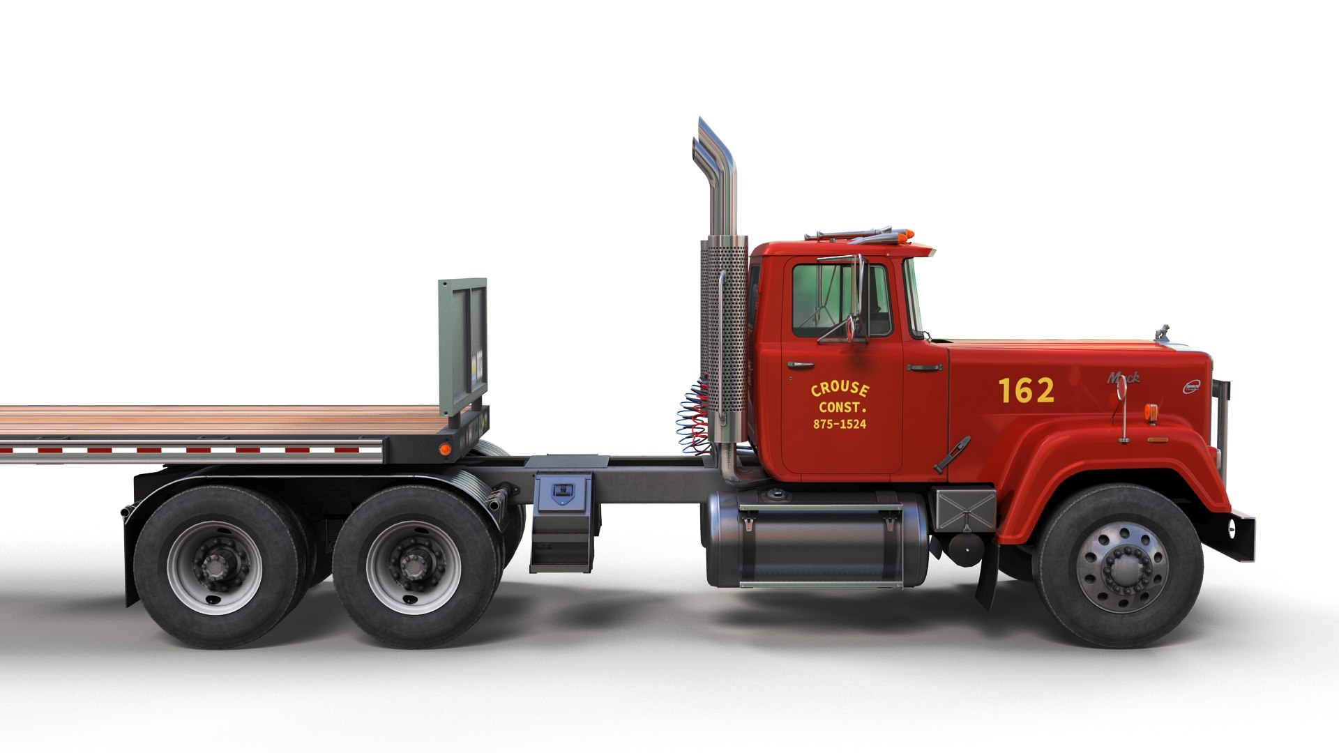 3D Mack SuperLiner flatbed trailer truck model - TurboSquid 2138465