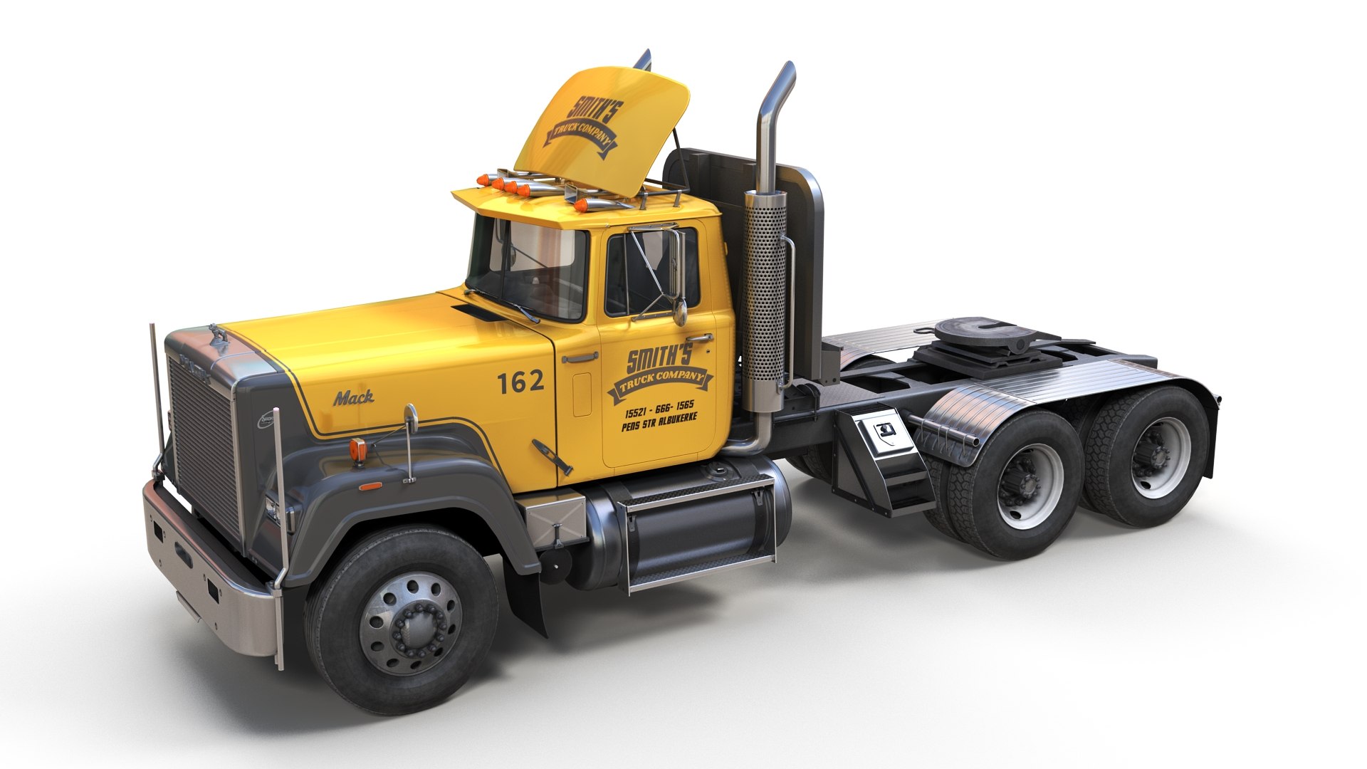 3D Mack SuperLiner flatbed trailer truck model - TurboSquid 2138465