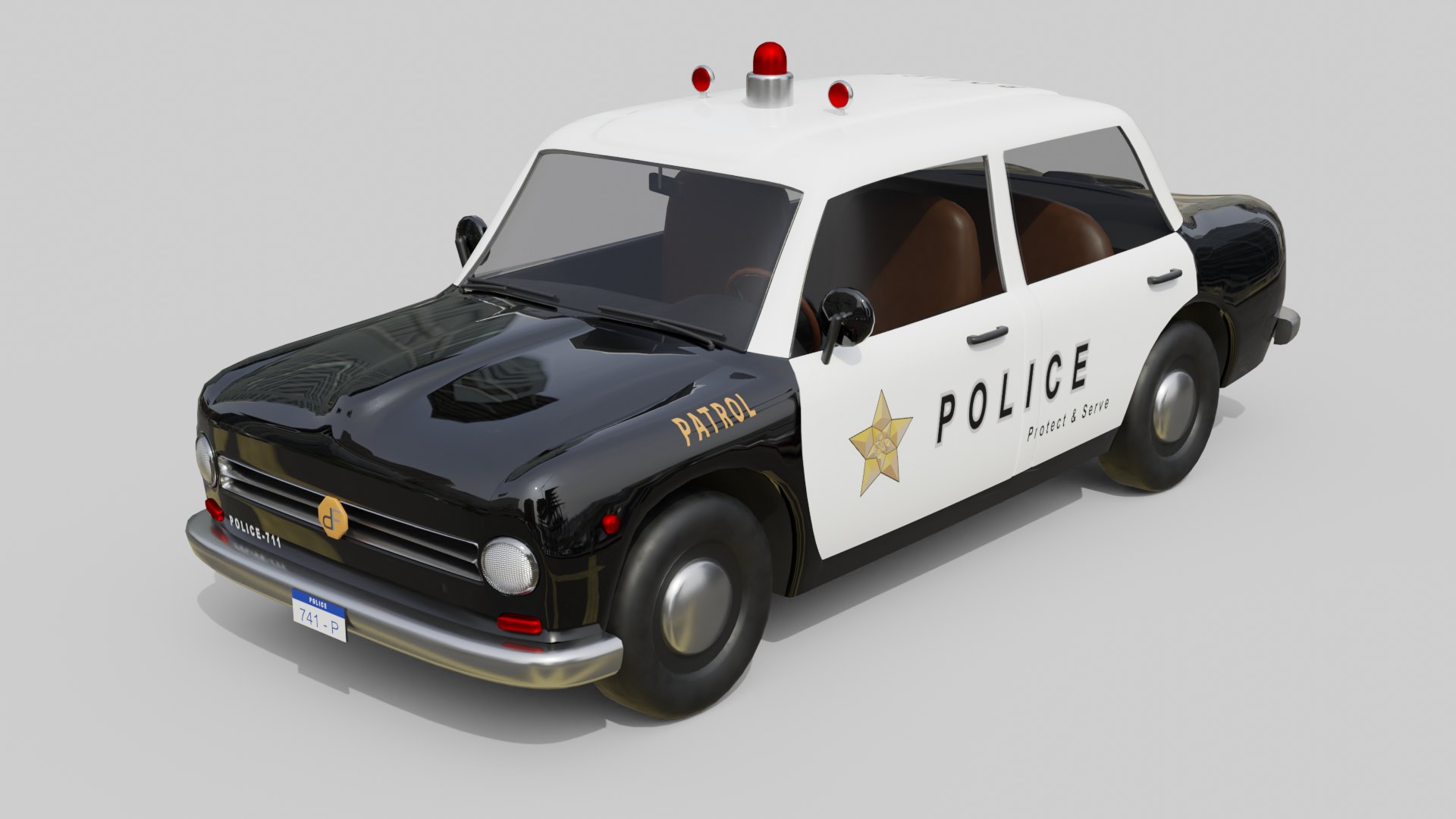 3D Low Poly Cartoon Style Vintage Police Car - TurboSquid 2267038