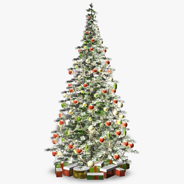 3d model snowy christmas tree
