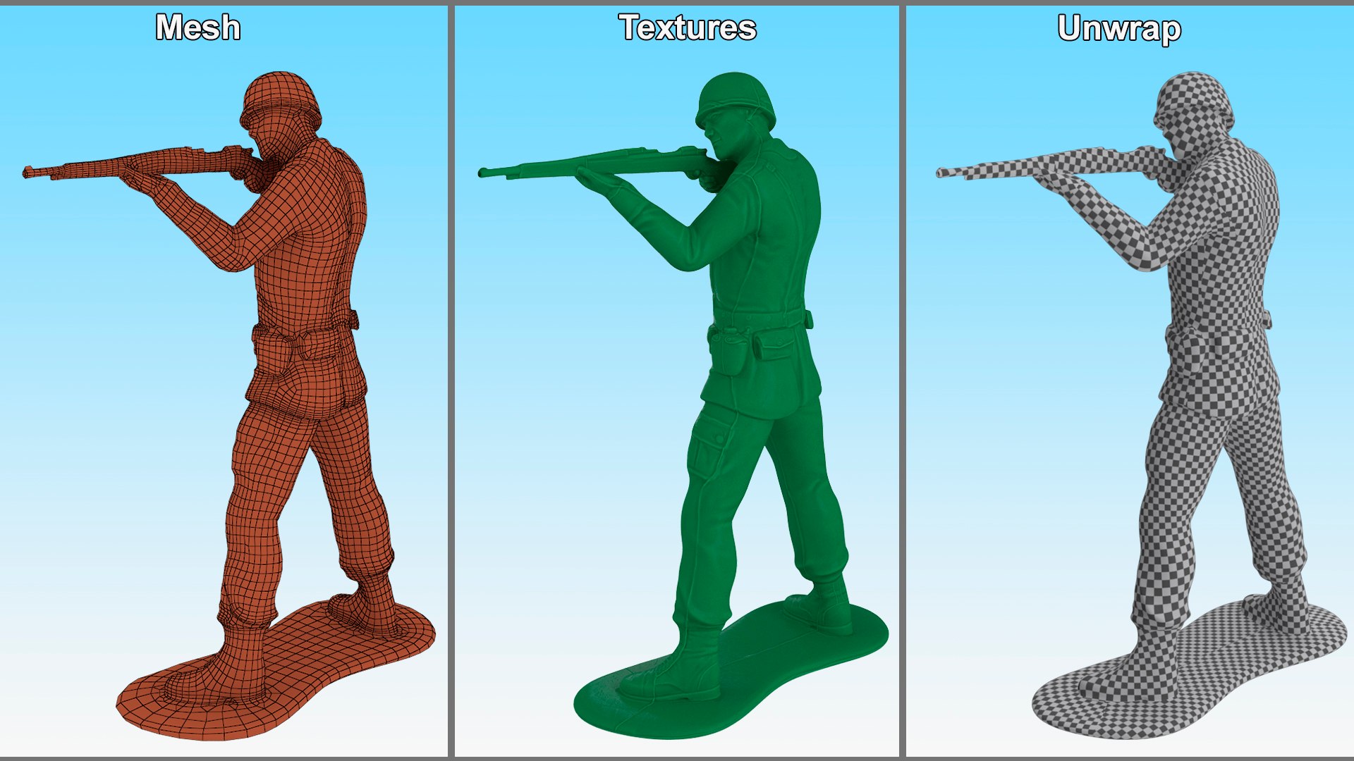 Green Plastic Toy Soldier With Rifle Shooting 3D Model - TurboSquid 2199186