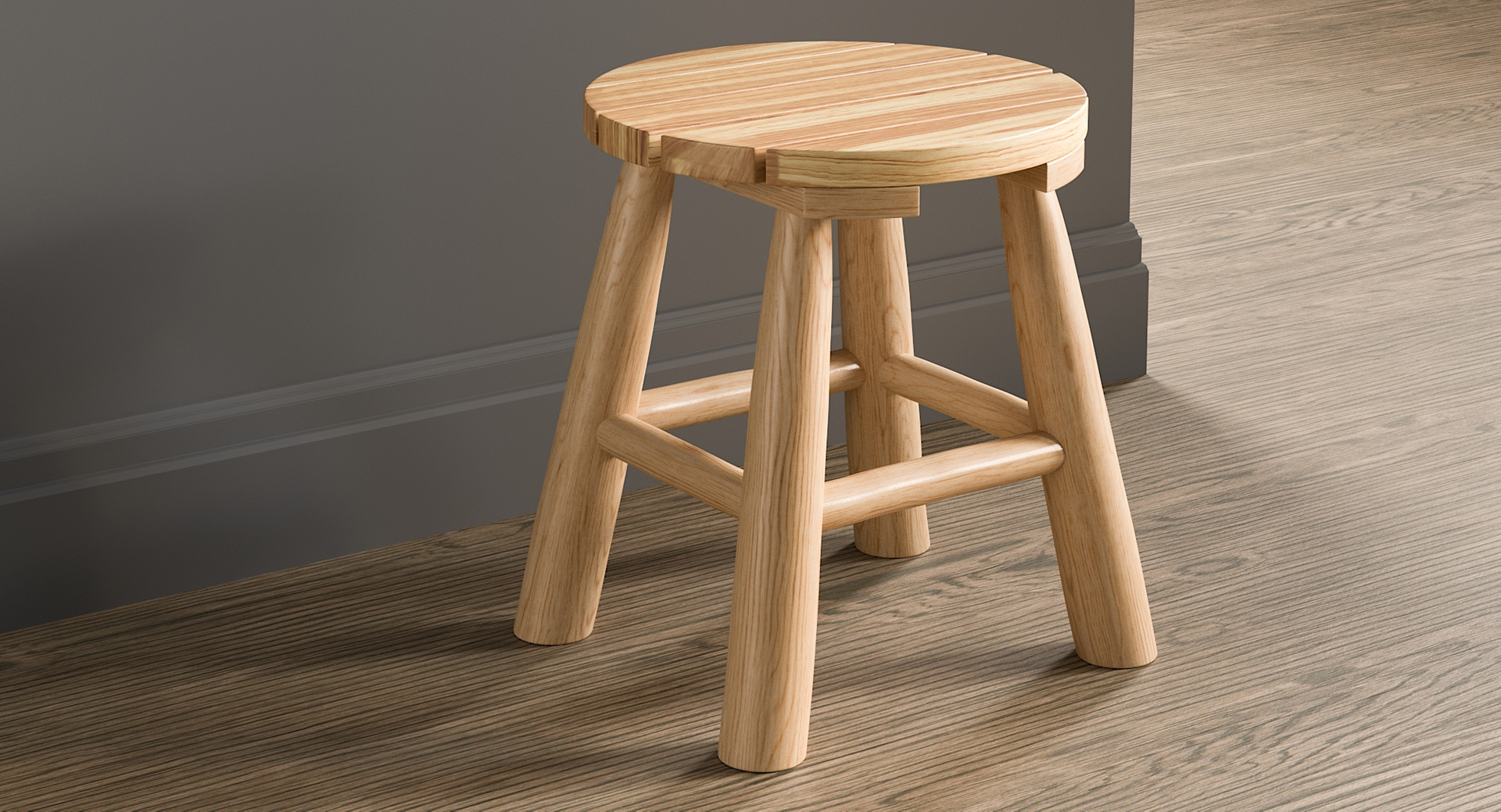 Realistic Natural Teak Stool 3D - TurboSquid 1459418