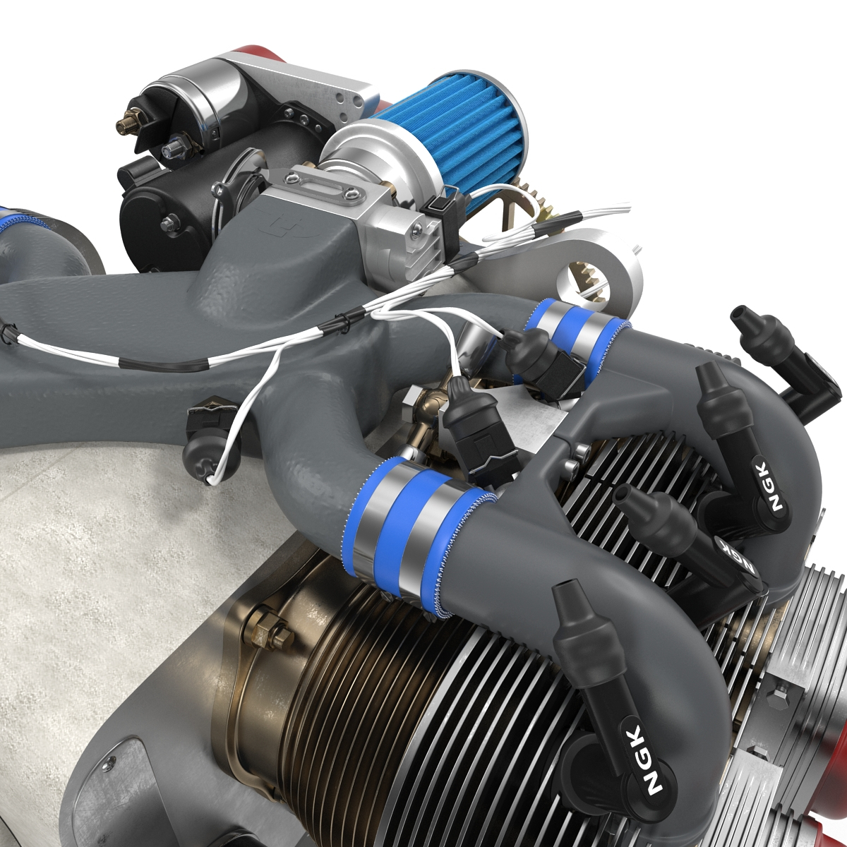 piston aircraft engine ulpower 3d model