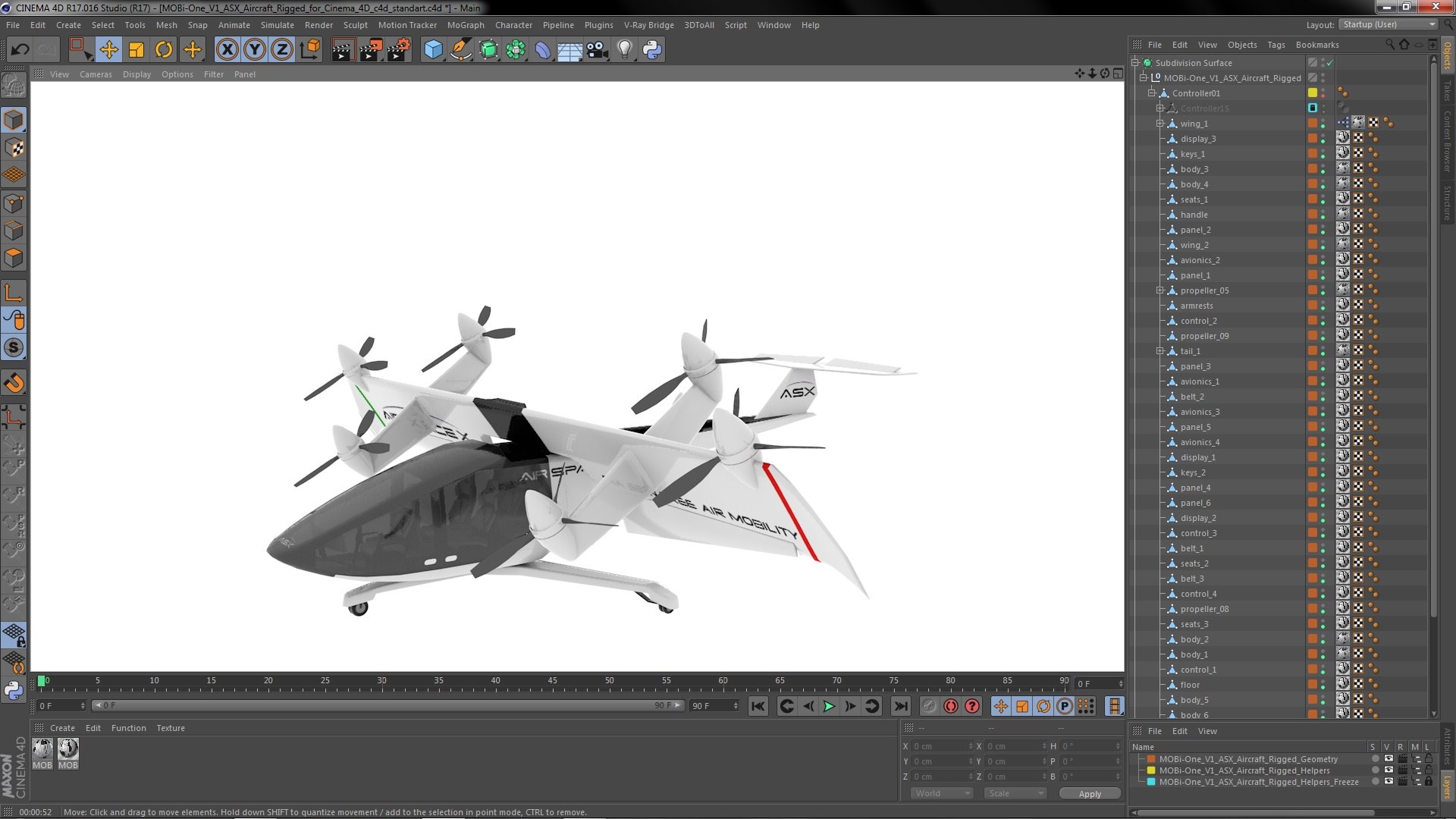 MOBi-One V1 ASX Aircraft Rigged for Cinema 4D 3D - TurboSquid 2033624