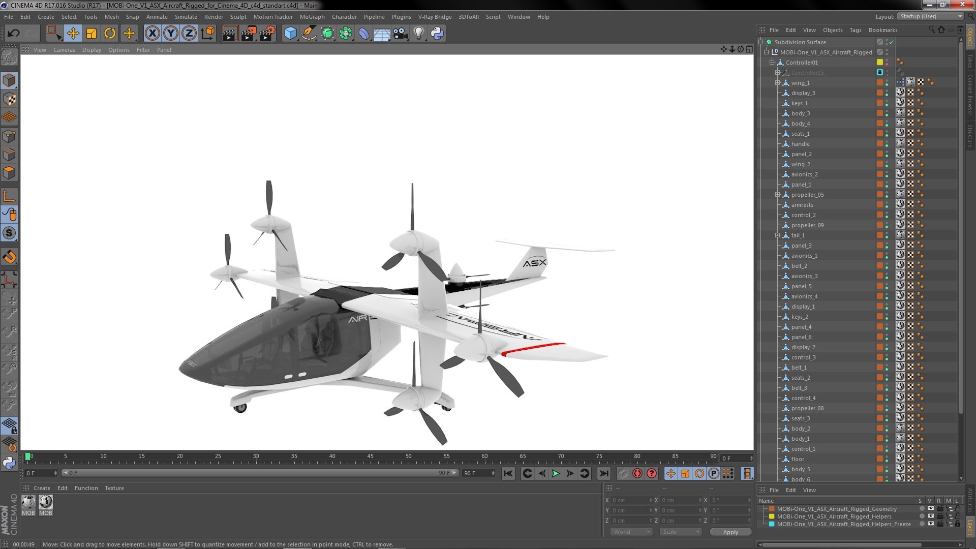 MOBi-One V1 ASX Aircraft Rigged for Cinema 4D 3D - TurboSquid 2033624