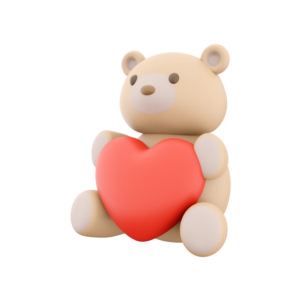 3d Icon of teddy bear toy with a heart model - TurboSquid 2045843
