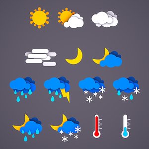 Cartoon Weather Icons Collection 2 3D Model - TurboSquid 2177752
