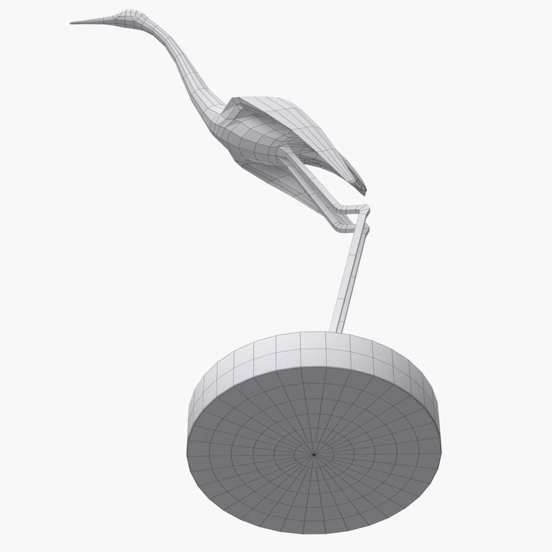 Metallic Stork Statue 3d Model