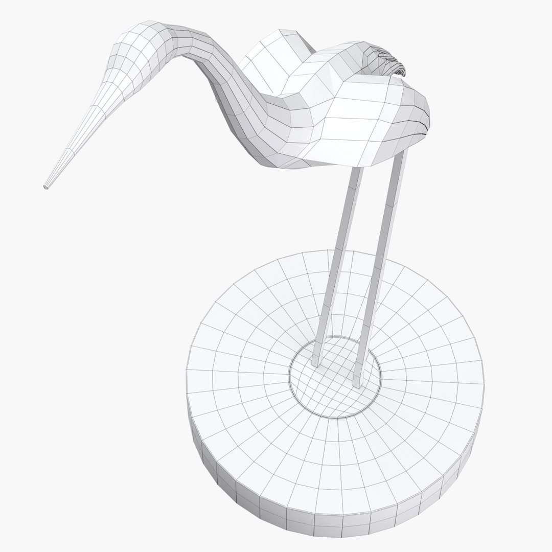 Metallic Stork Statue 3d Model