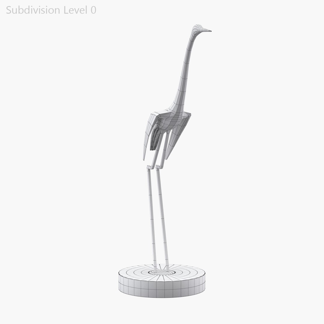 Metallic Stork Statue 3d Model