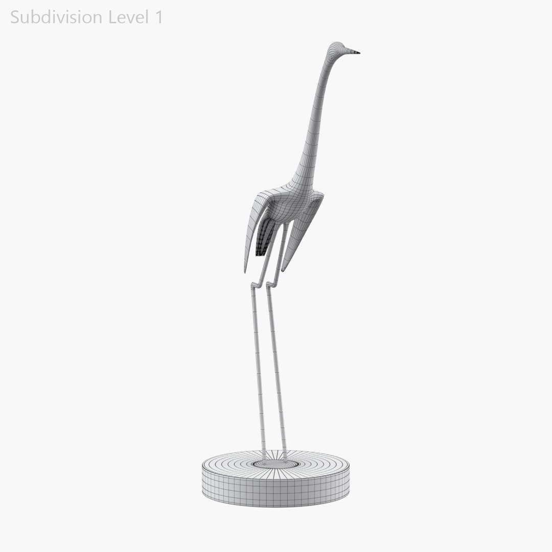 Metallic Stork Statue 3d Model