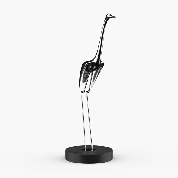 metallic stork statue 3d model