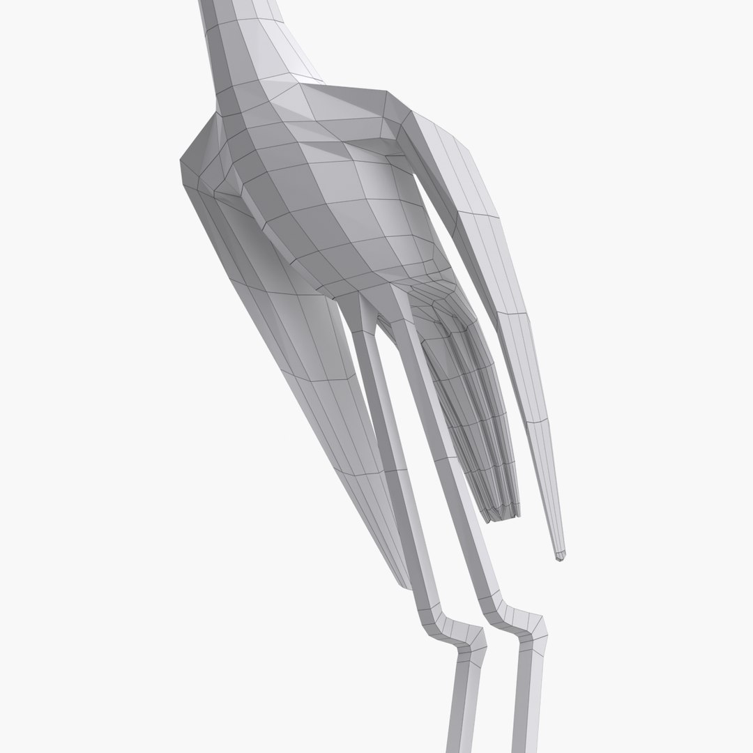 Metallic Stork Statue 3d Model