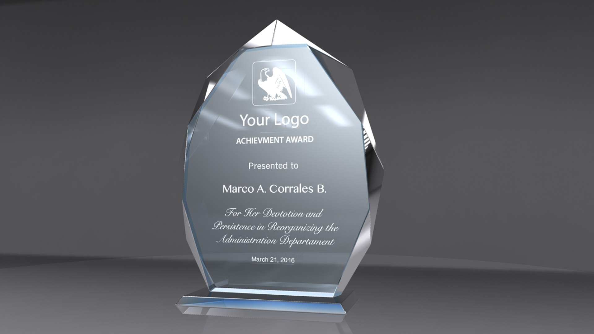 3d Award Glass Model