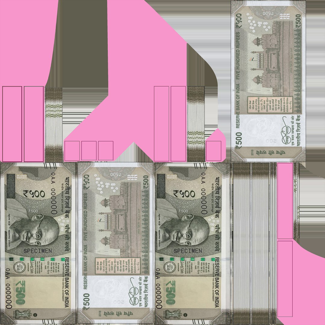 Indian 500 Note Currency Bundle AR VR PBR Model - TurboSquid 2006997
