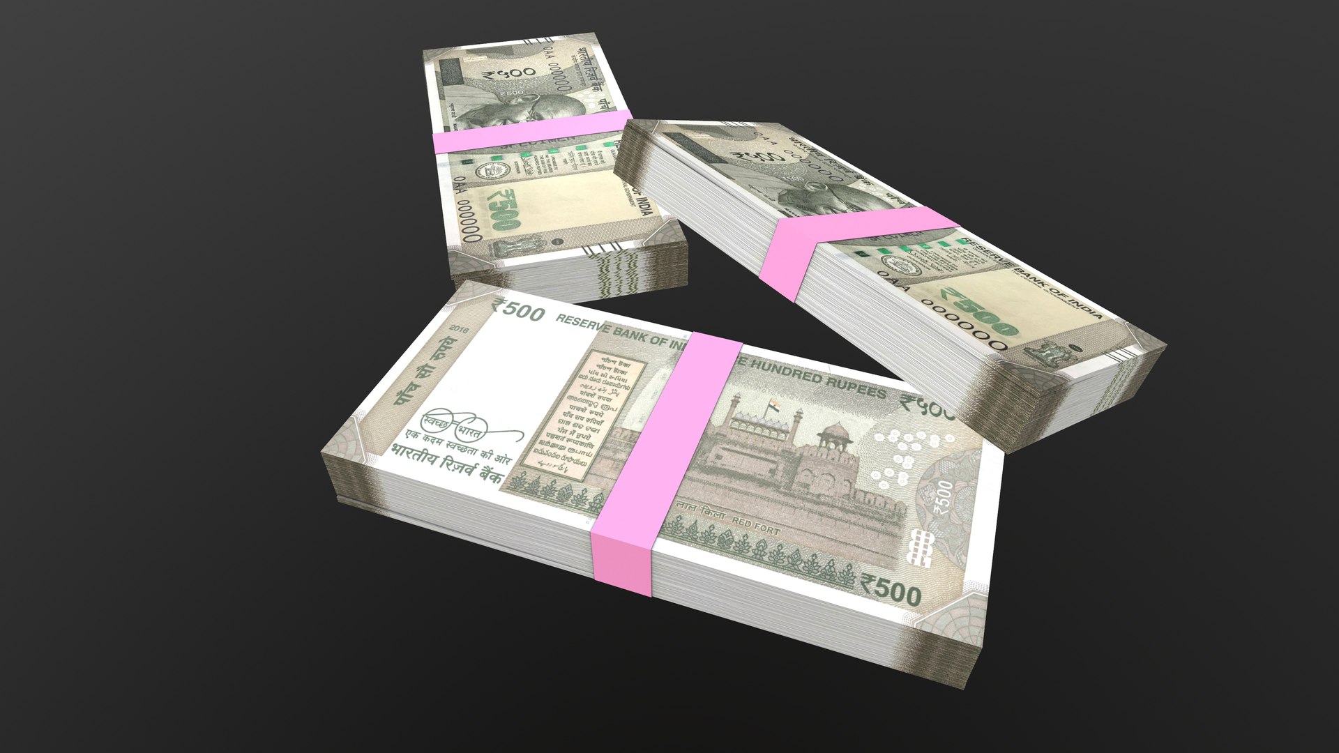 Indian 500 Note Currency Bundle AR VR PBR Model - TurboSquid 2006997