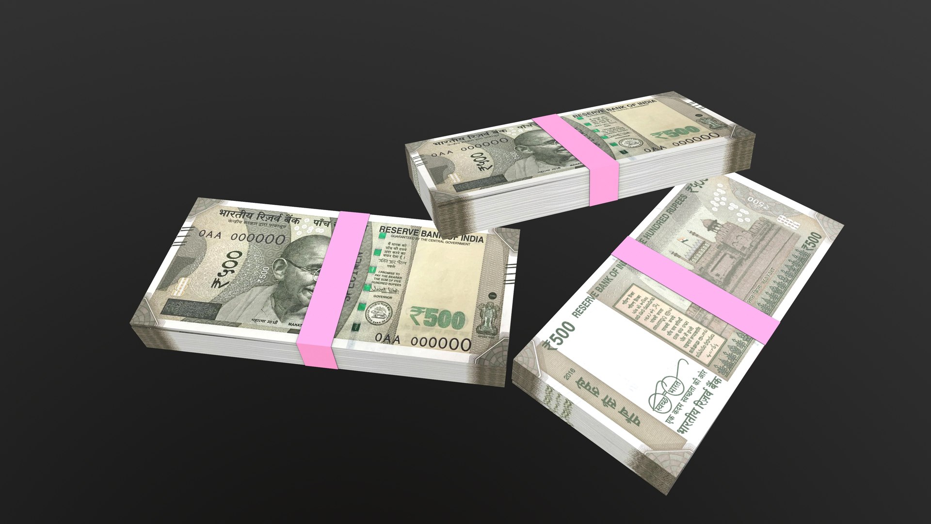 Indian 500 Note Currency Bundle AR VR PBR Model - TurboSquid 2006997