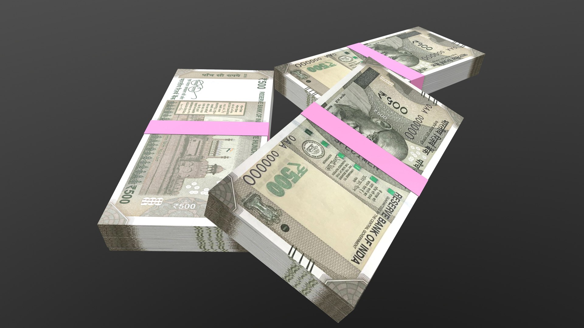 Indian 500 Note Currency Bundle AR VR PBR Model - TurboSquid 2006997