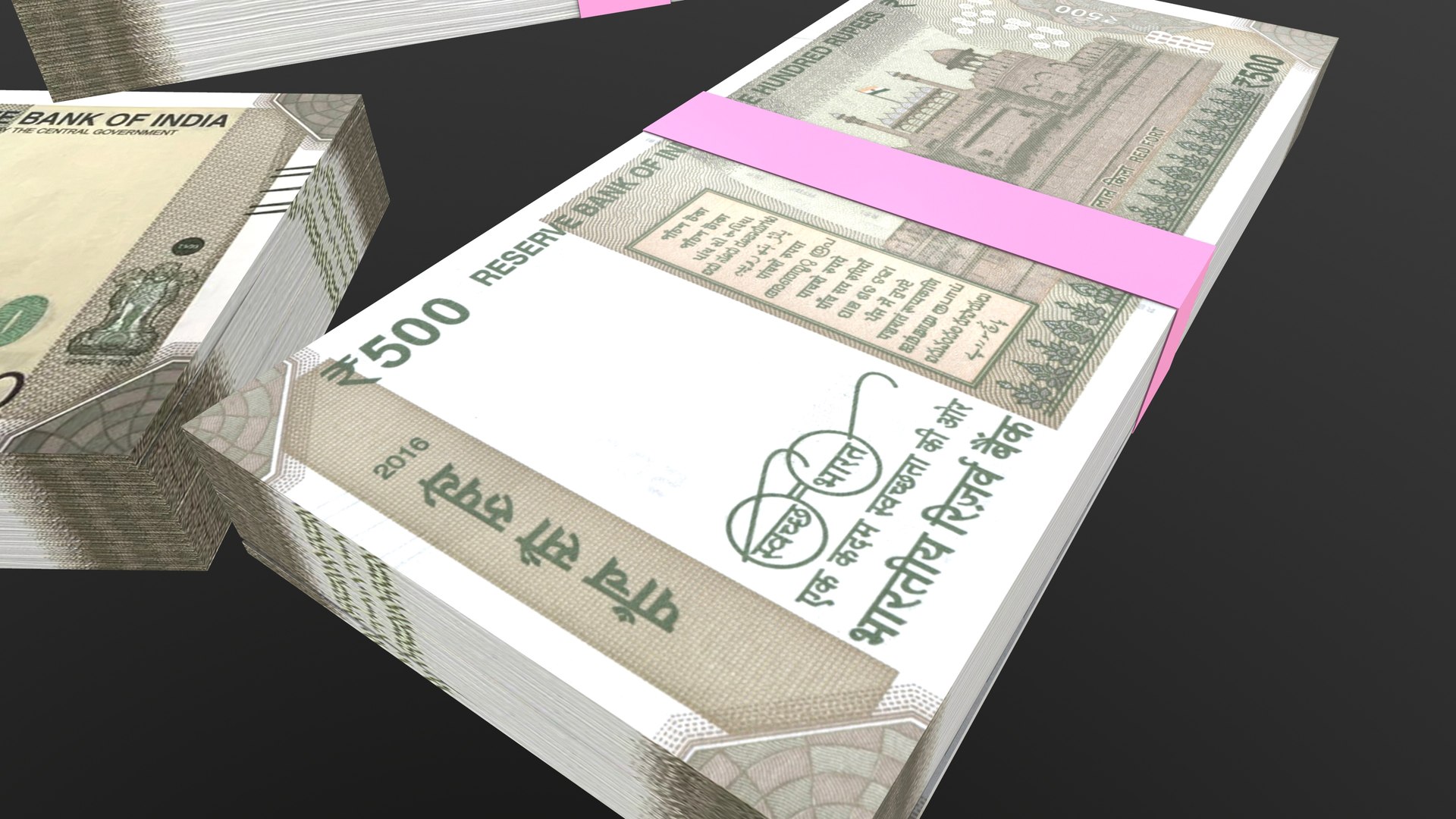 Indian 500 Note Currency Bundle AR VR PBR Model - TurboSquid 2006997