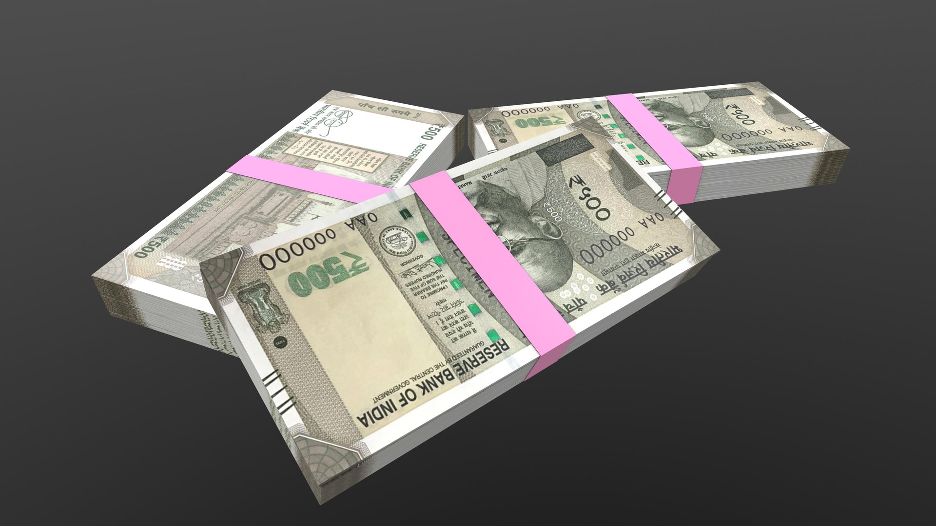 Indian 500 Note Currency Bundle AR VR PBR Model - TurboSquid 2006997