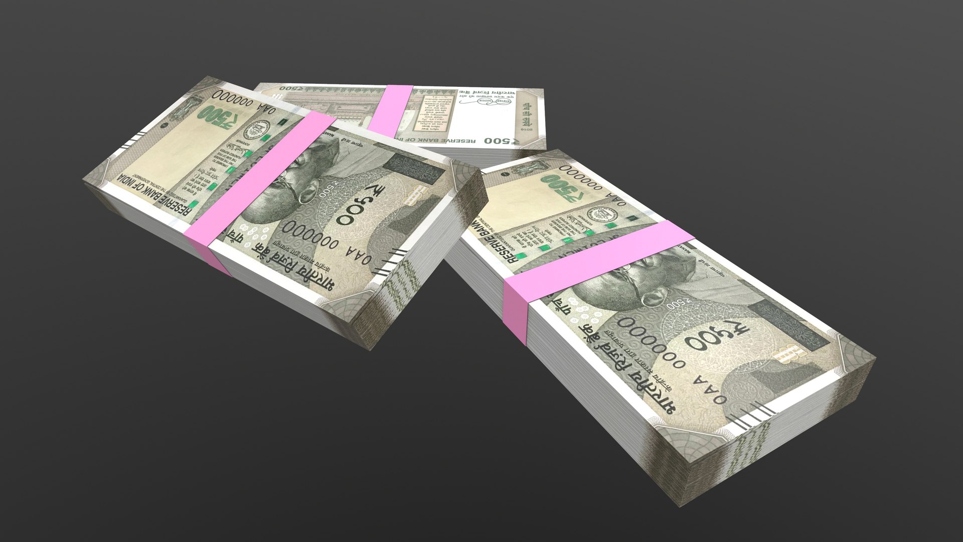 Indian 500 Note Currency Bundle AR VR PBR Model - TurboSquid 2006997