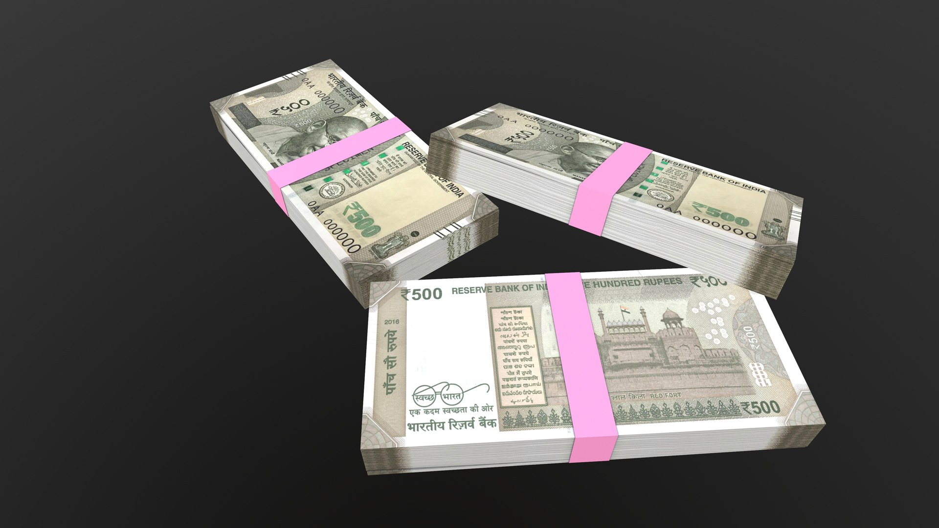 Indian 500 Note Currency Bundle AR VR PBR Model - TurboSquid 2006997