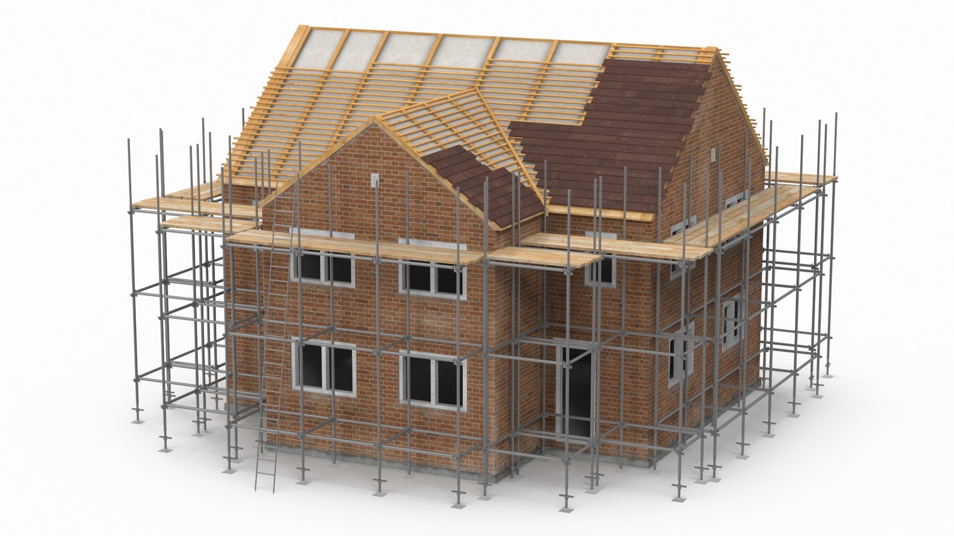 Residential House Under Construction 3D Model - TurboSquid 2263544