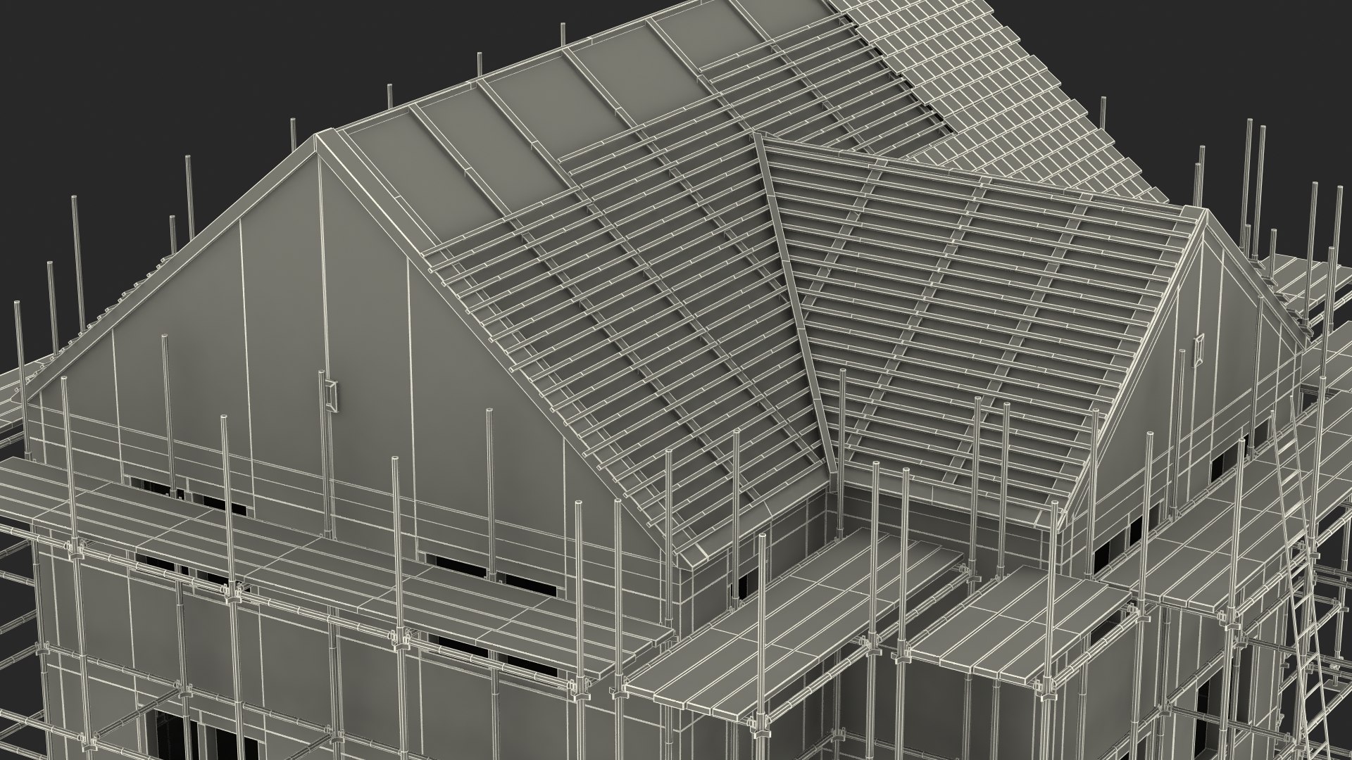 Residential House Under Construction 3D Model - TurboSquid 2263544