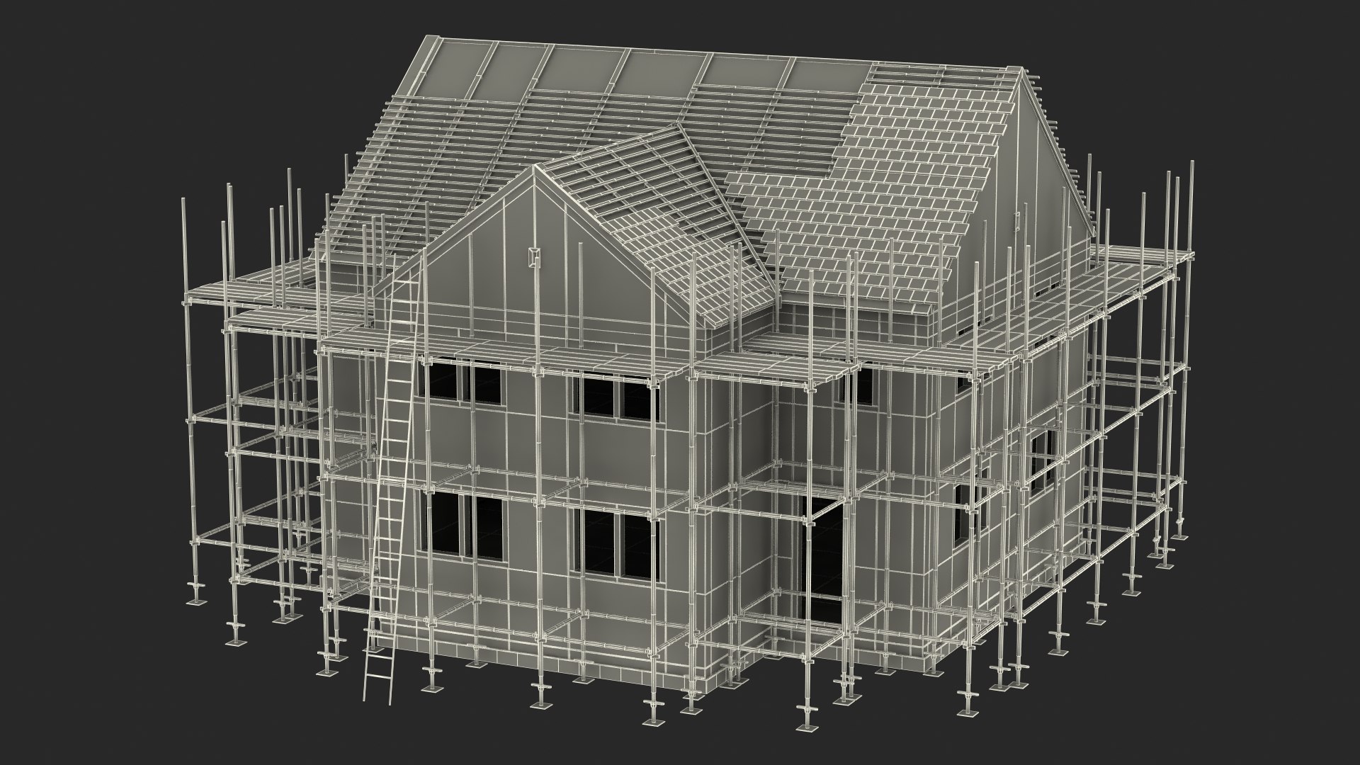 Residential House Under Construction 3D Model - TurboSquid 2263544