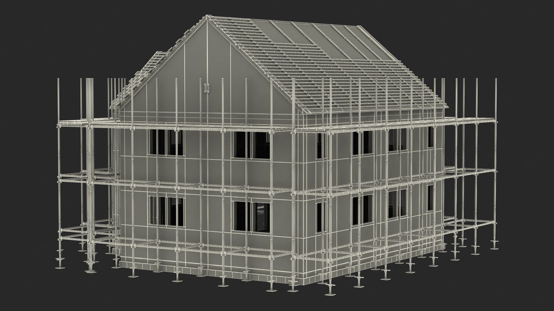 Residential House Under Construction 3D Model - TurboSquid 2263544