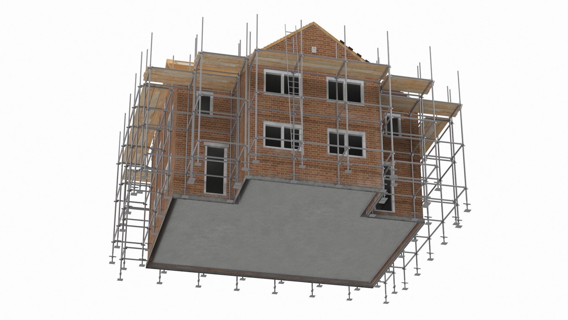 Residential House Under Construction 3D Model - TurboSquid 2263544