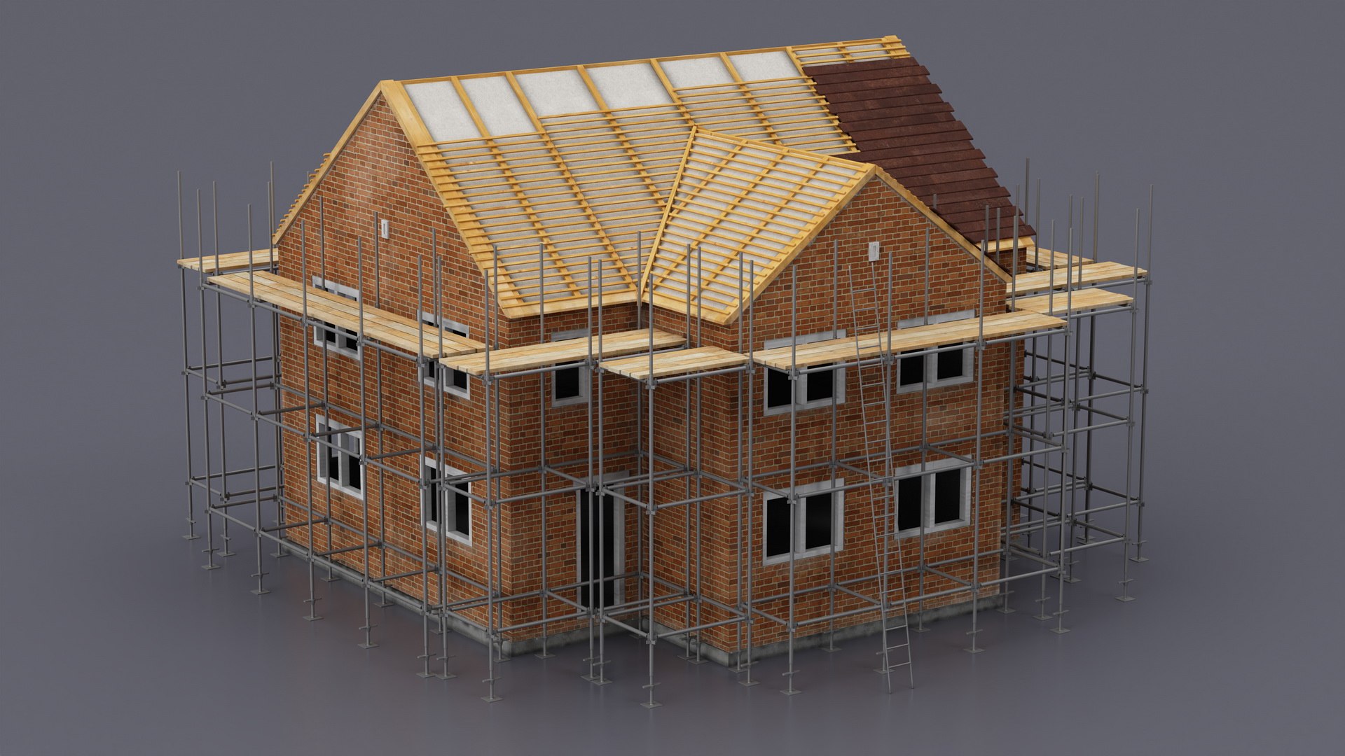 Residential House Under Construction 3D Model - TurboSquid 2263544