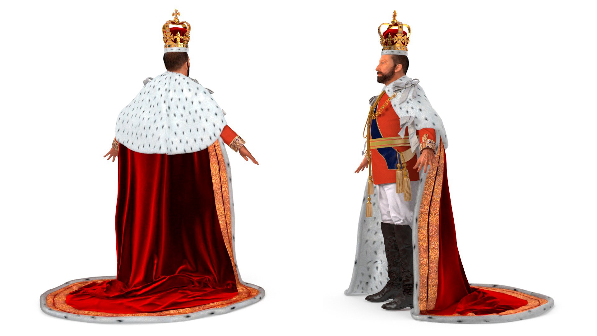 3D Model Medieval Monarchs Wearing Robe With Fur - TurboSquid 2218415