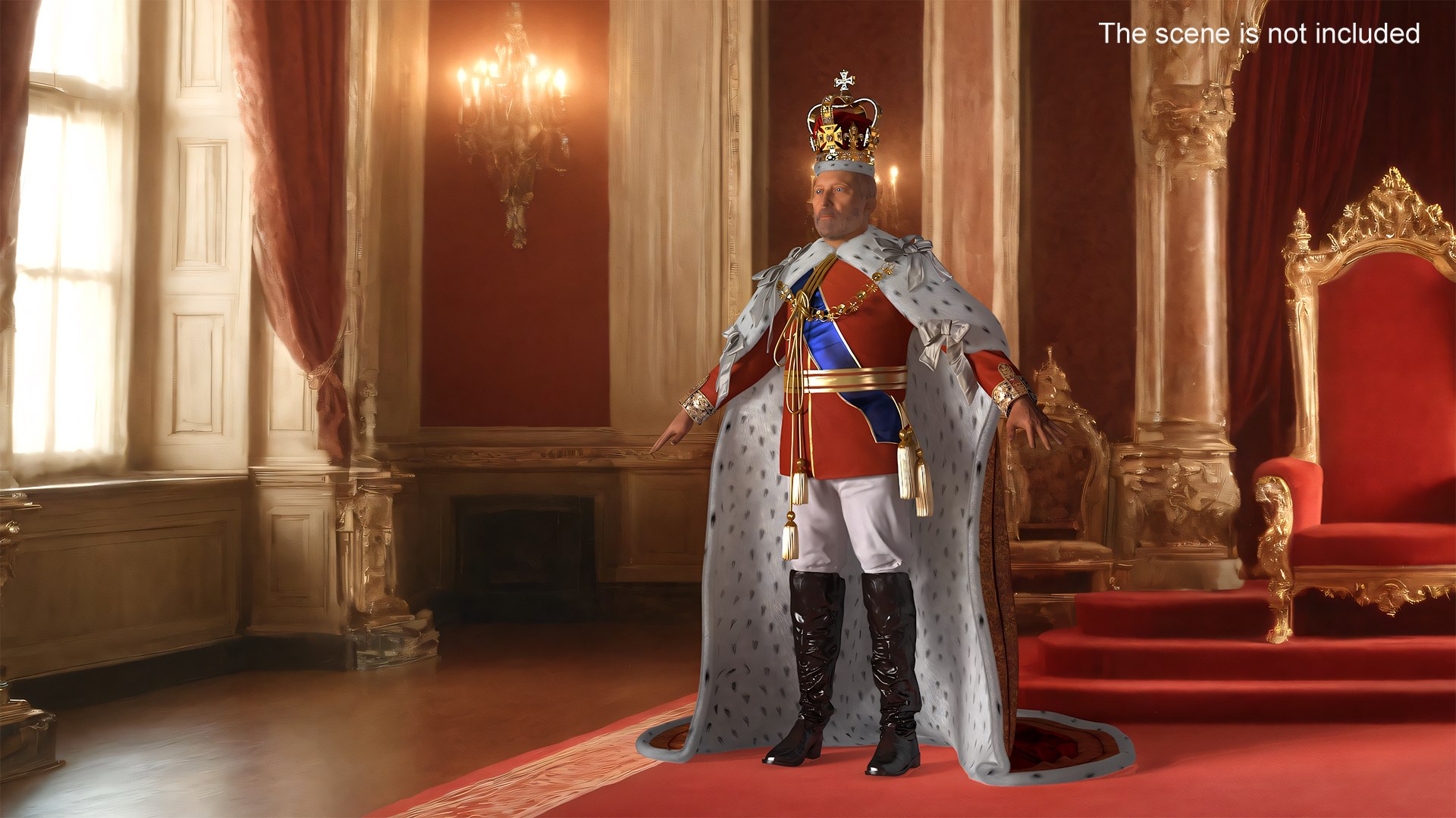 3D Model Medieval Monarchs Wearing Robe With Fur - TurboSquid 2218415