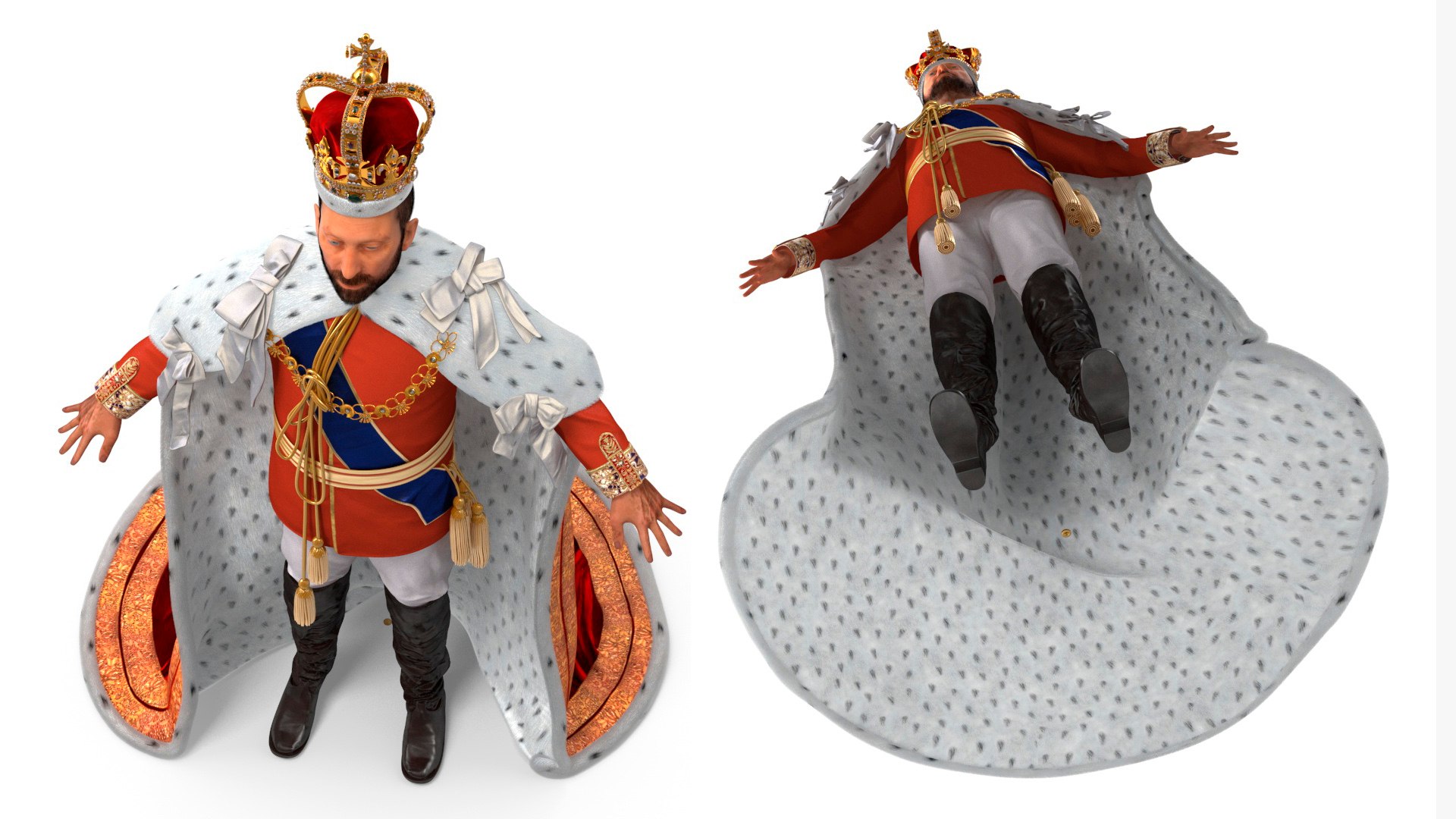 3D Model Medieval Monarchs Wearing Robe With Fur - TurboSquid 2218415