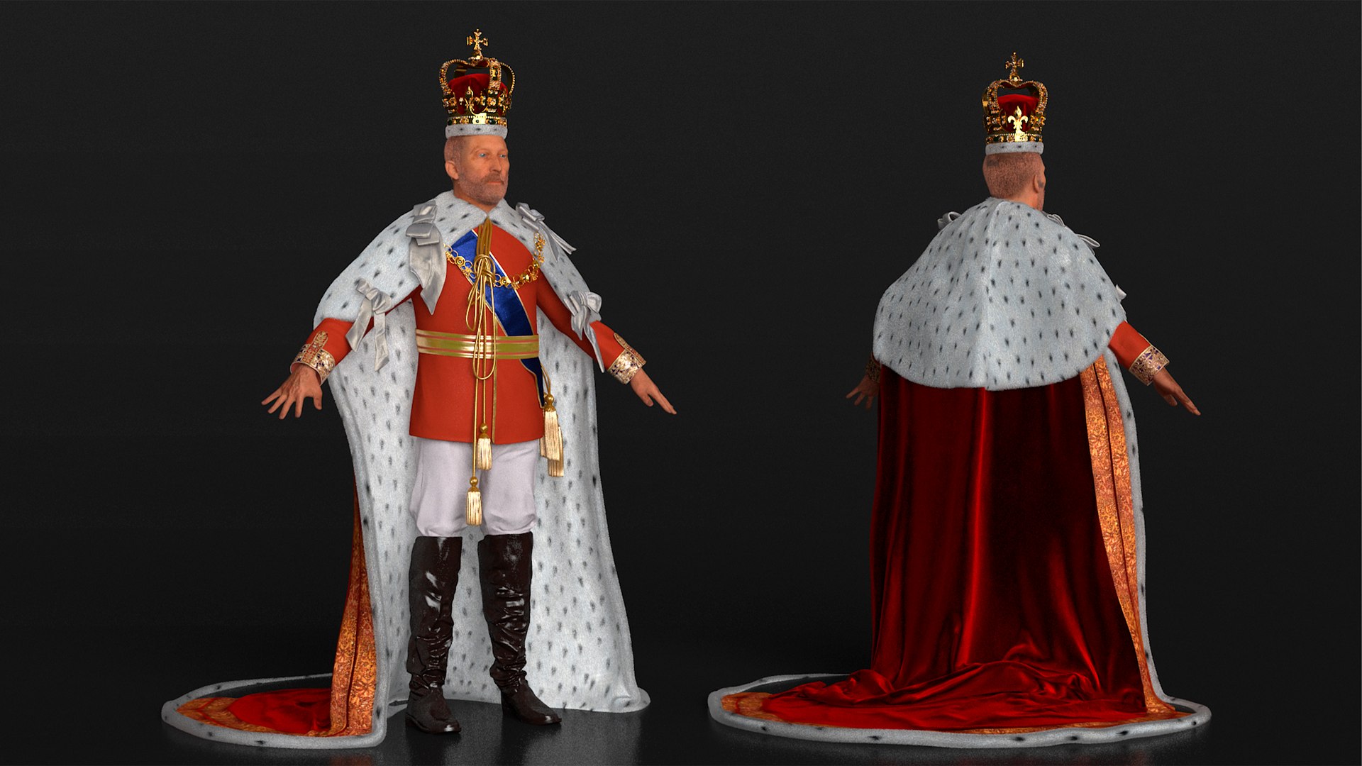3D Model Medieval Monarchs Wearing Robe With Fur - TurboSquid 2218415