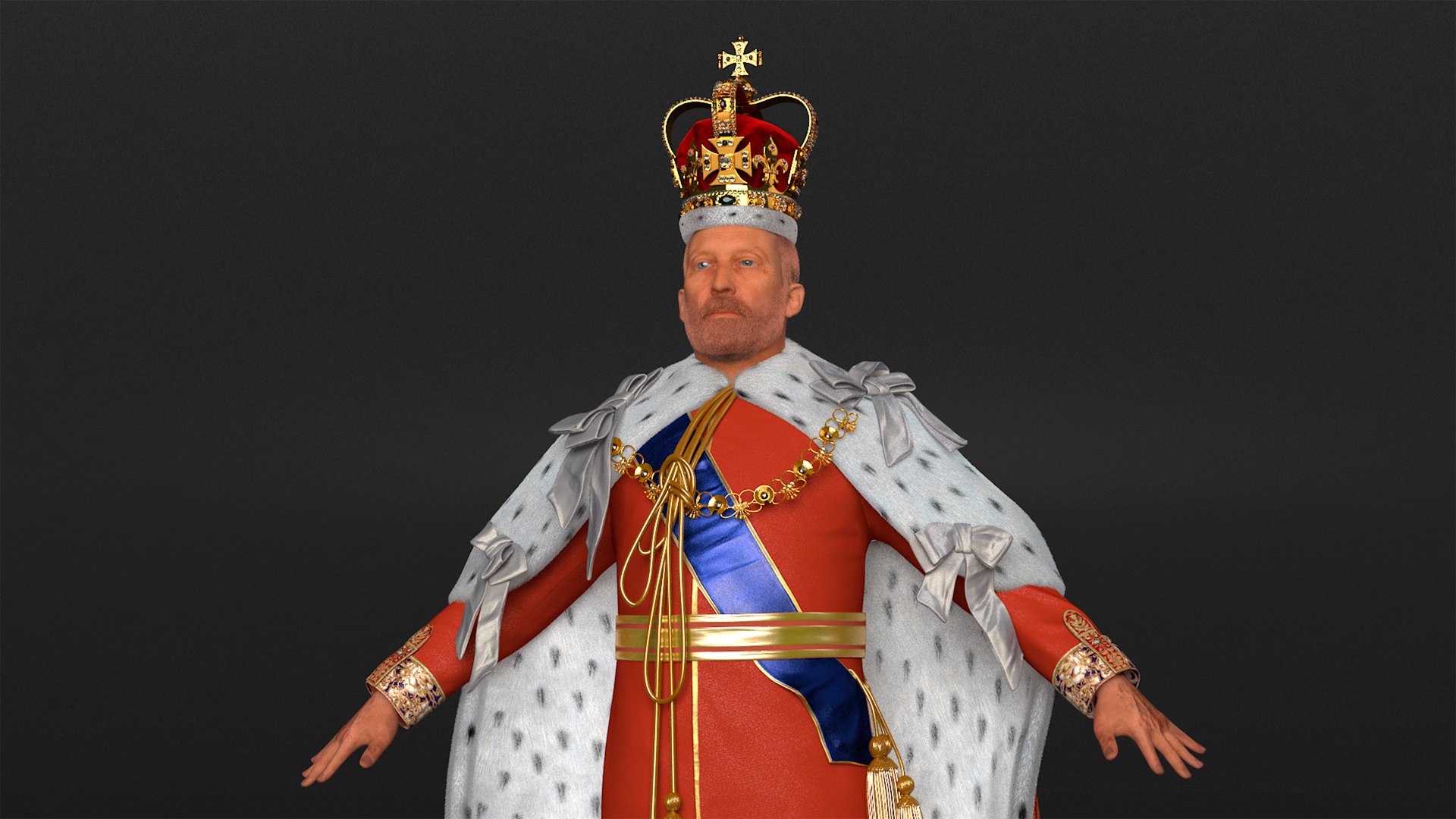 3D Model Medieval Monarchs Wearing Robe With Fur - TurboSquid 2218415