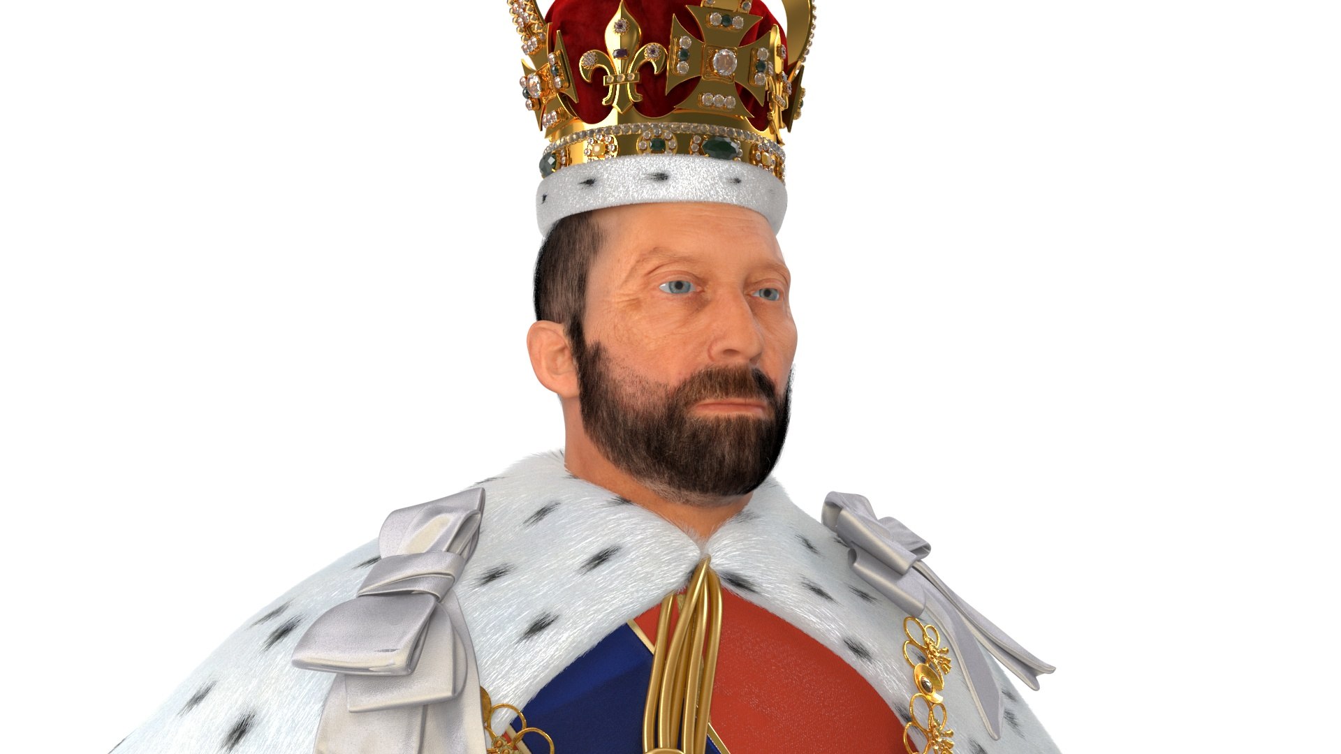 3D Model Medieval Monarchs Wearing Robe With Fur - TurboSquid 2218415
