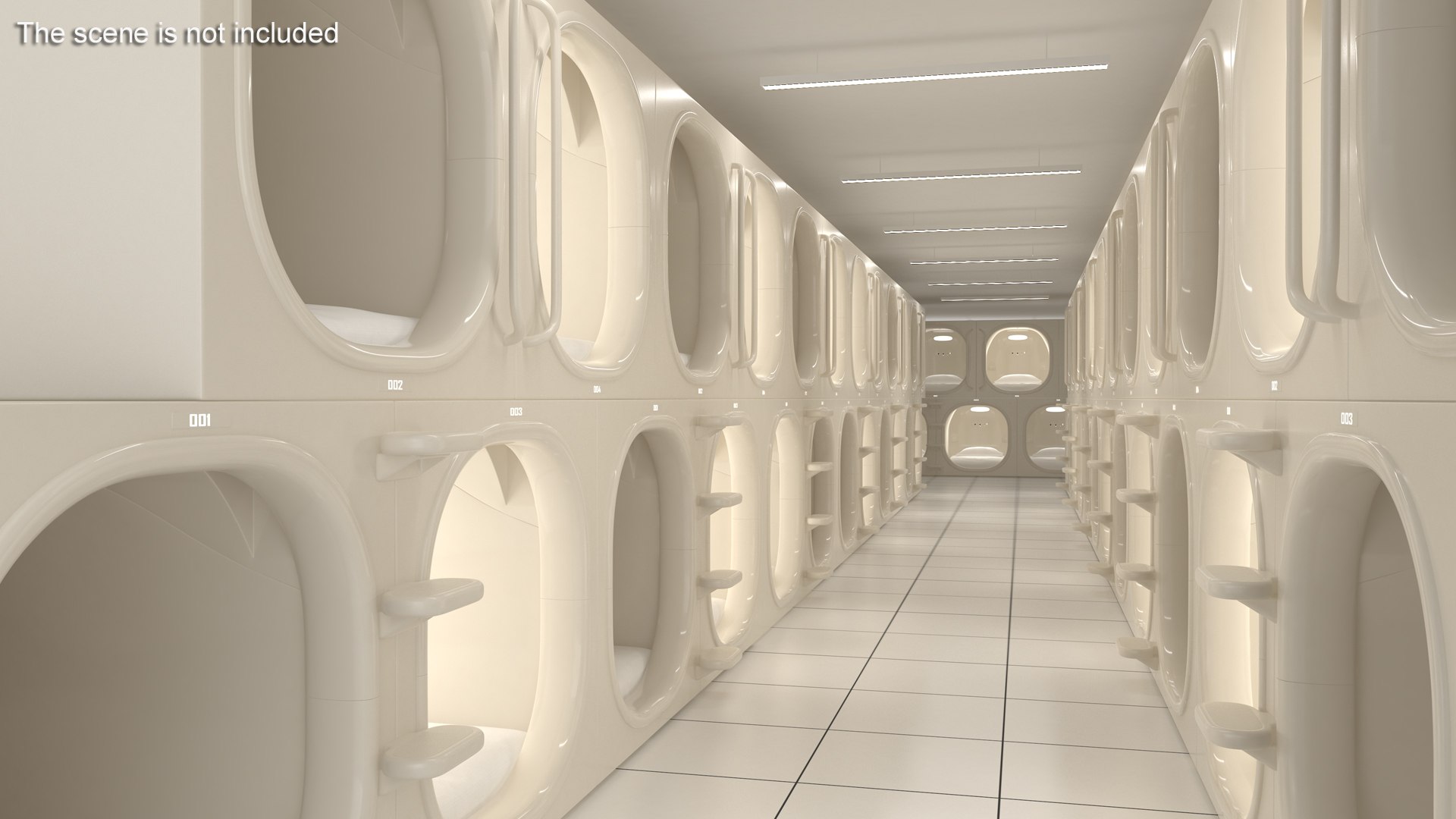 3D Futuristic White Cosmic Interior Capsule Hotel - TurboSquid 2112341
