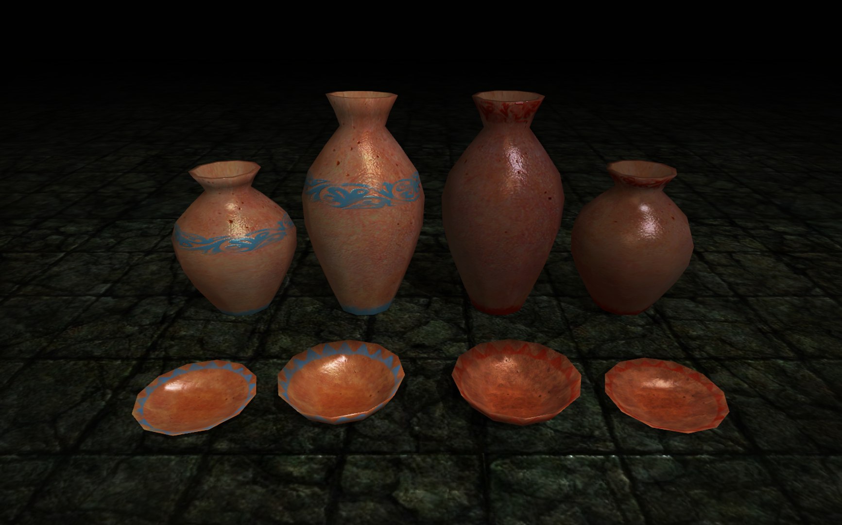 3d Model Breakable Vases Bowls