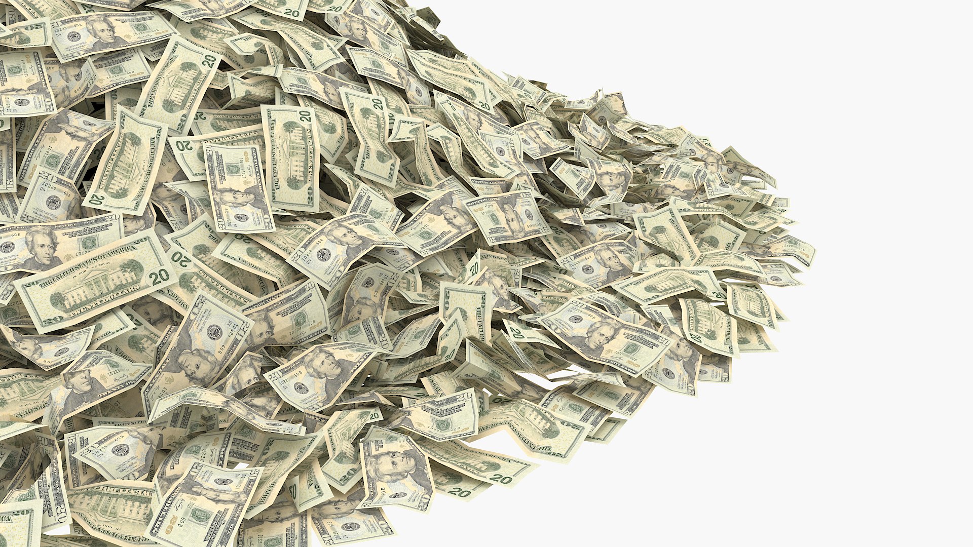 20 Dollar Bill Pile Model - TurboSquid 1635088
