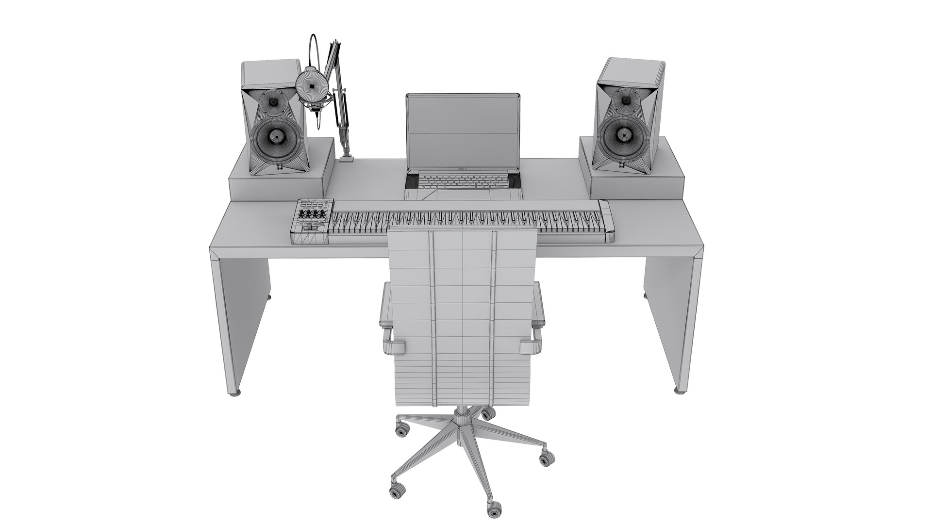 3D Model Home Music Studio Desk - TurboSquid 2296604
