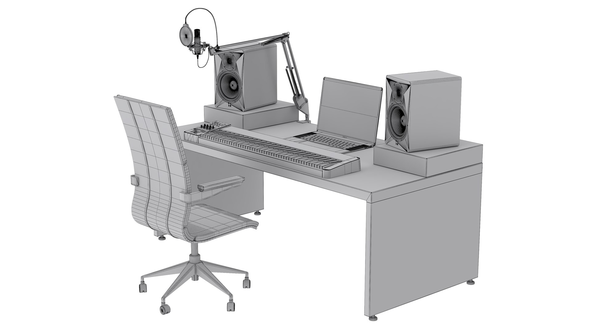 3D Model Home Music Studio Desk - TurboSquid 2296604