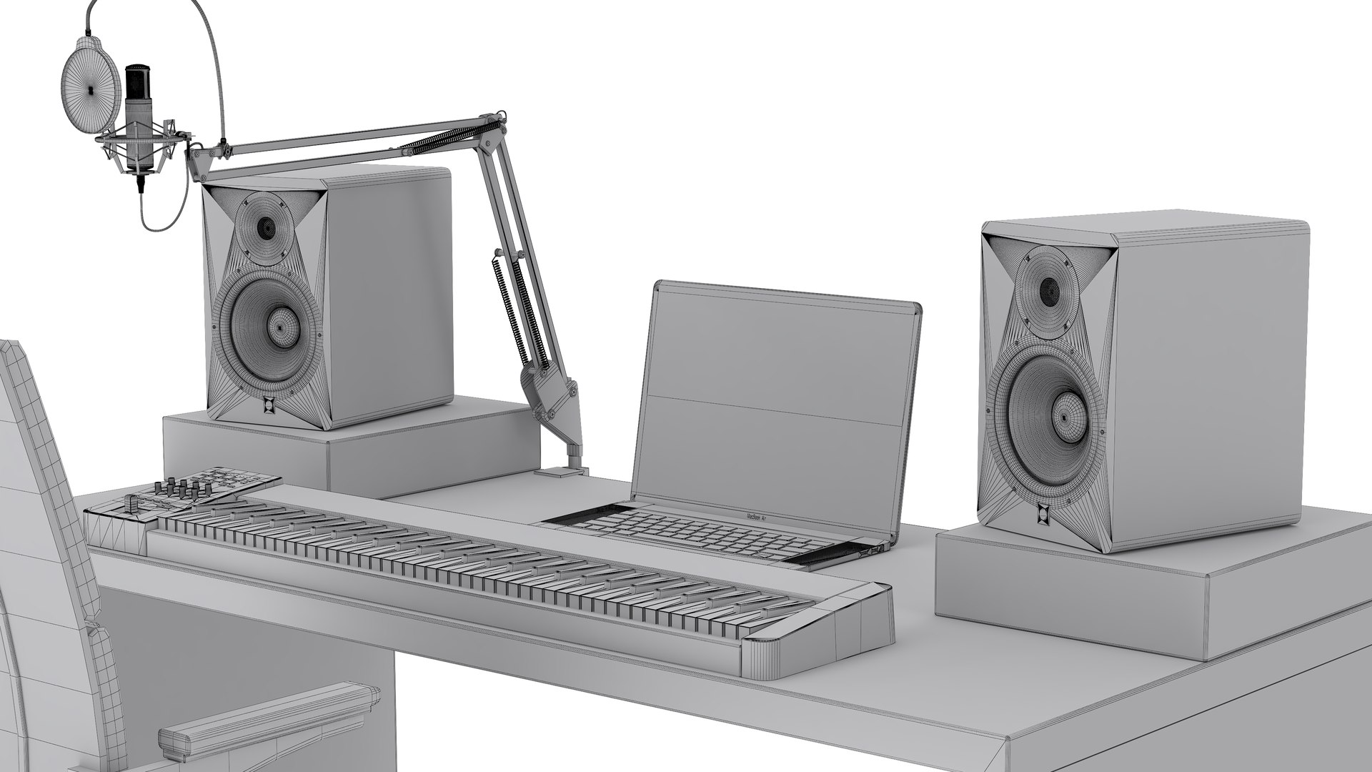 3D Model Home Music Studio Desk - TurboSquid 2296604