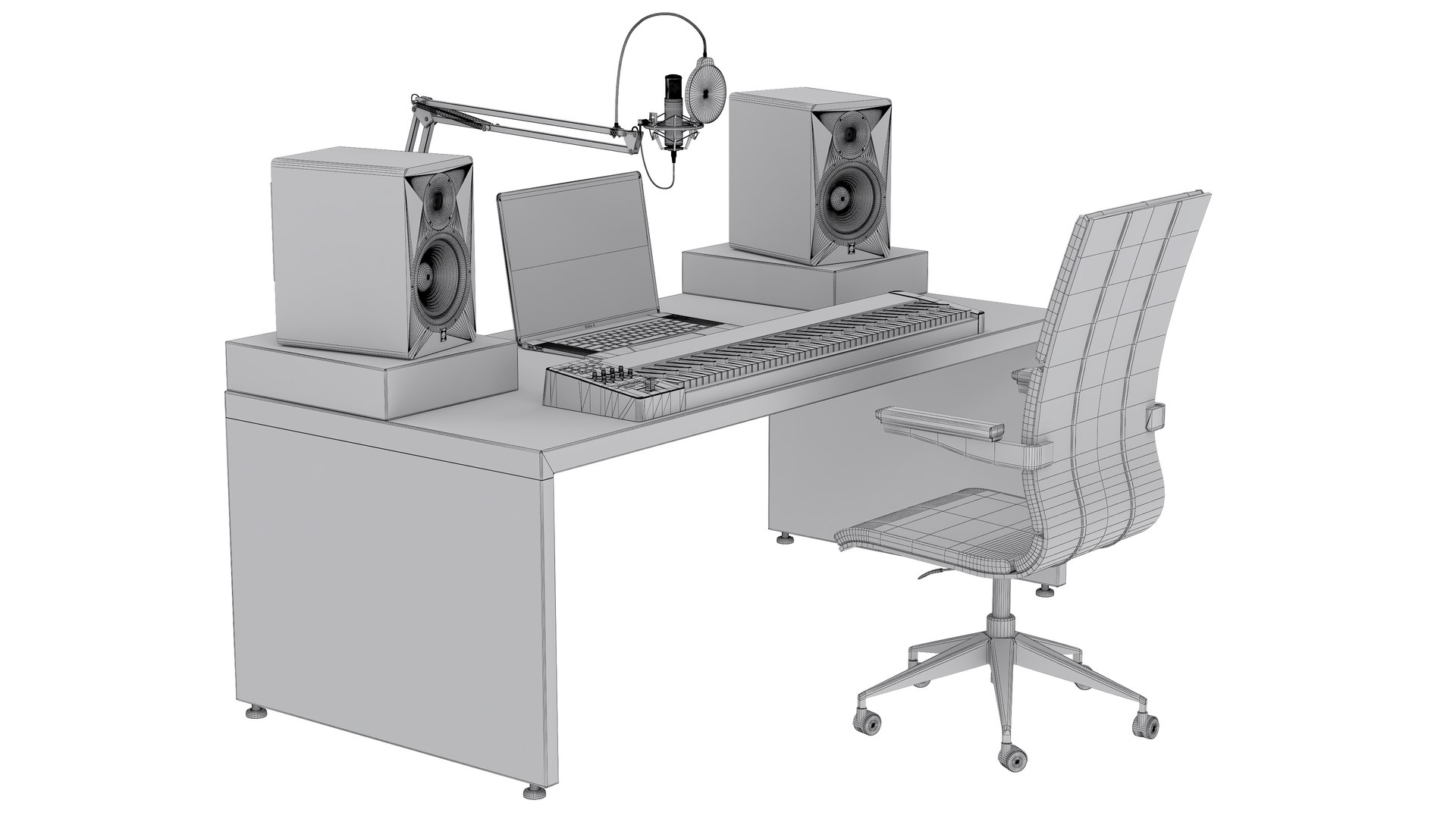 3D Model Home Music Studio Desk - TurboSquid 2296604