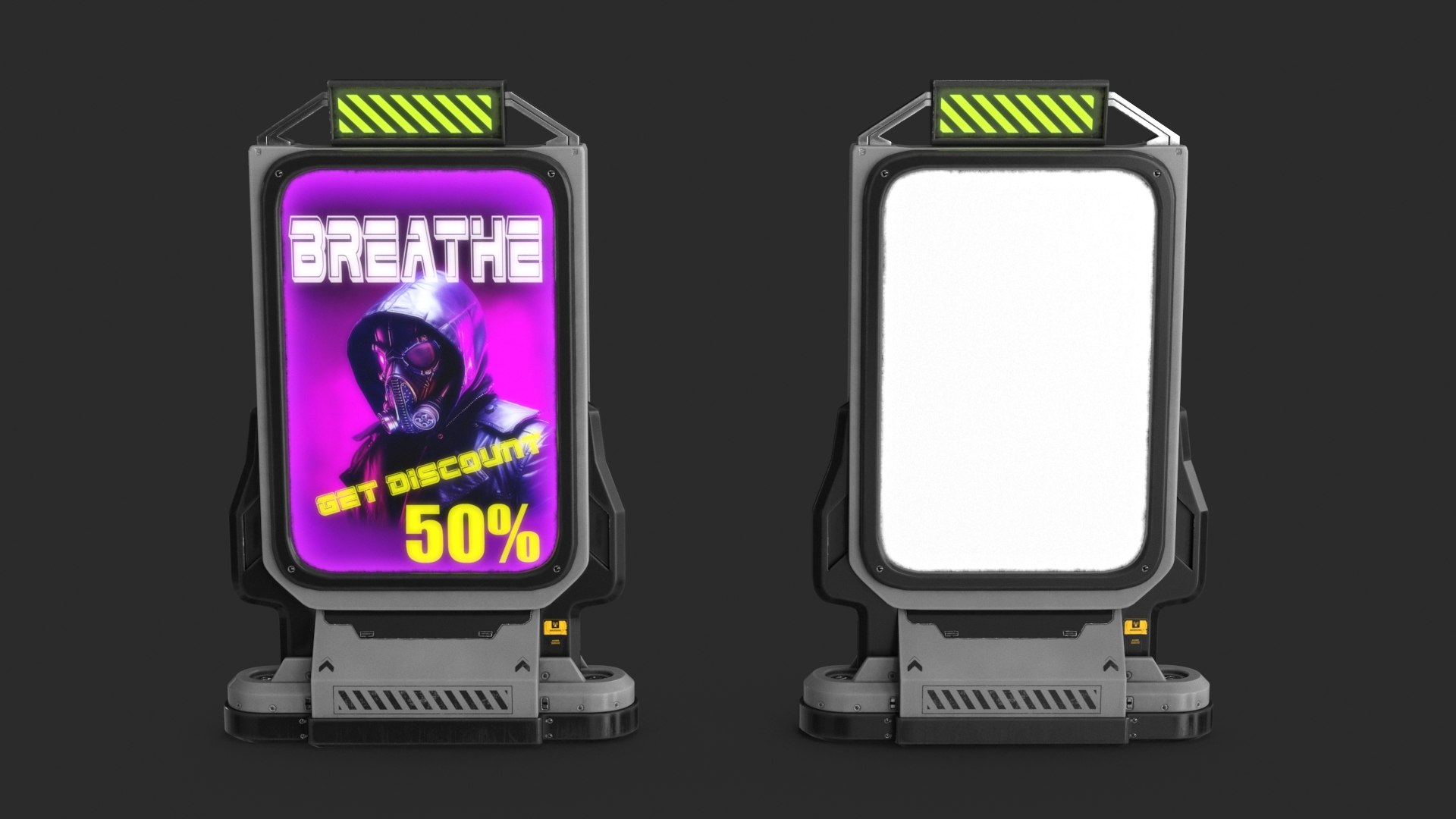 Sci-fi Billboard Sign Set Of 3 3D Model - TurboSquid 2134225