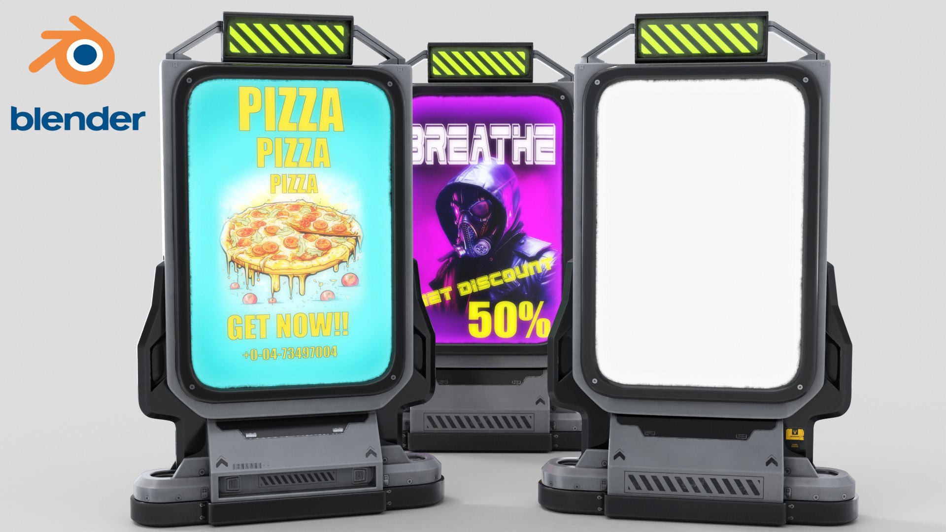 Sci-fi Billboard Sign Set Of 3 3D Model - TurboSquid 2134225