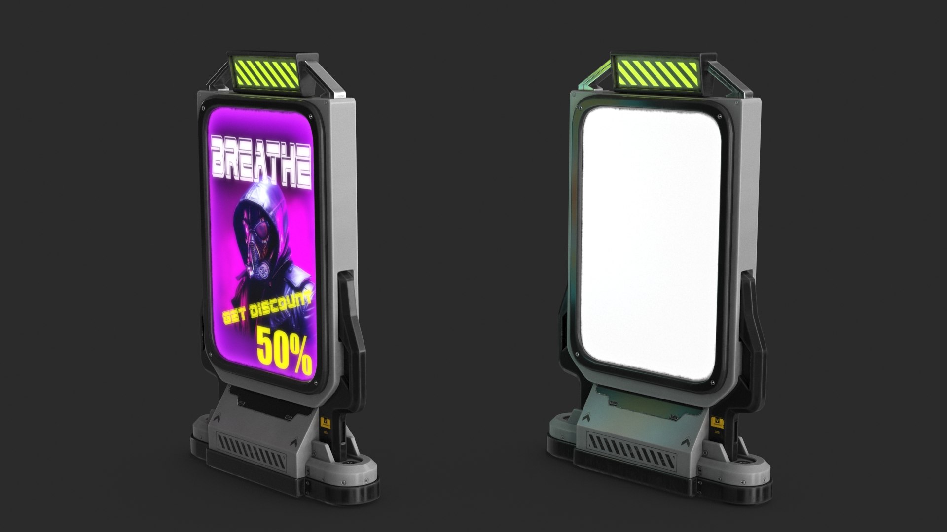 Sci-fi Billboard Sign Set Of 3 3D Model - TurboSquid 2134225